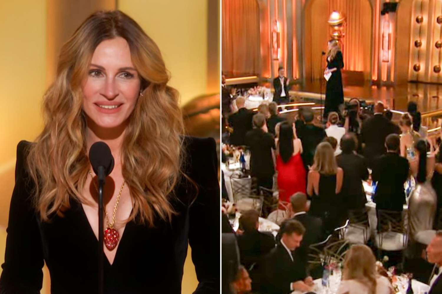 Celebs at Golden Globes go nuts over Julia Roberts with wild standing ...