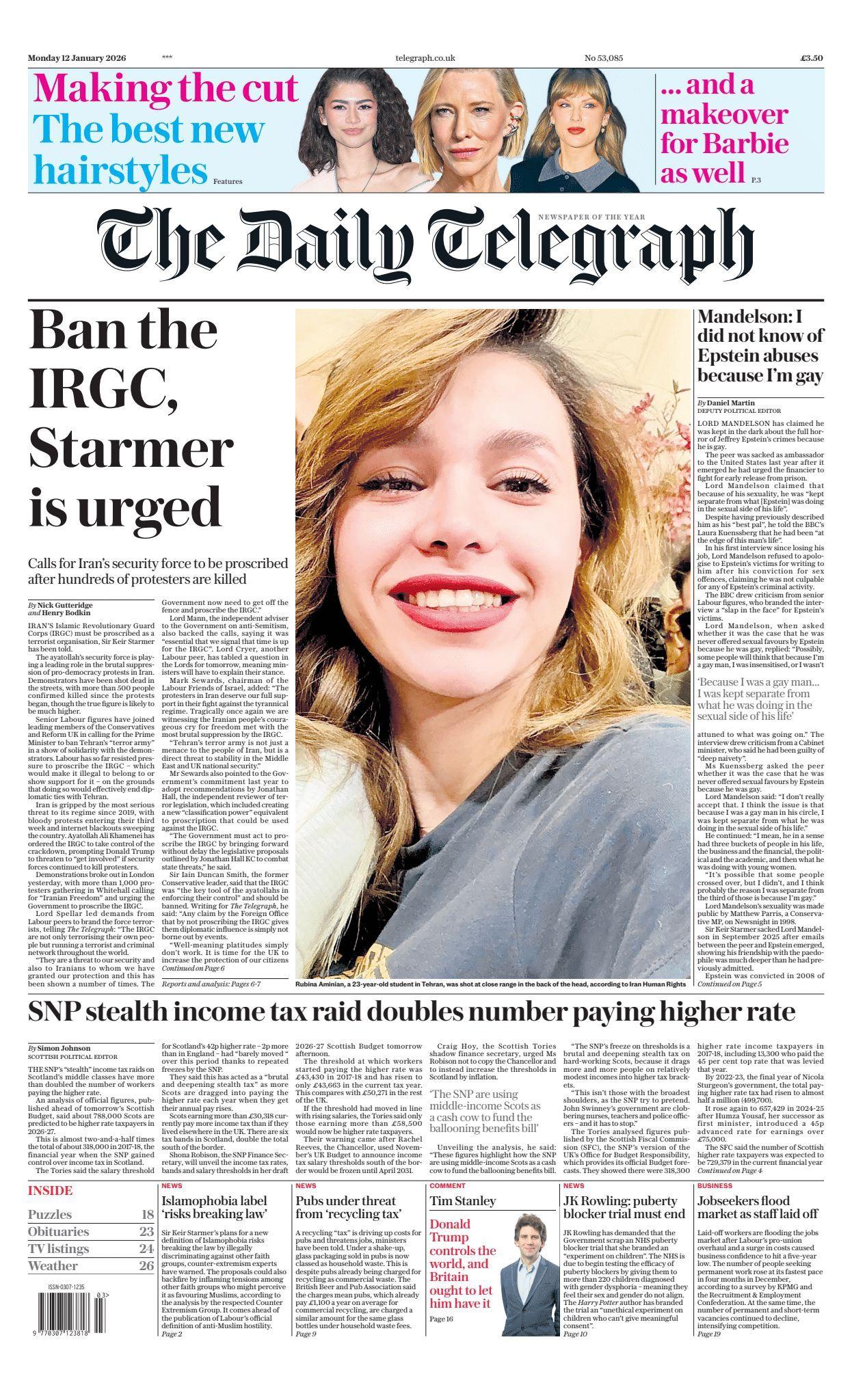 Scotland's papers: Waiting times woes and Iran protest deaths