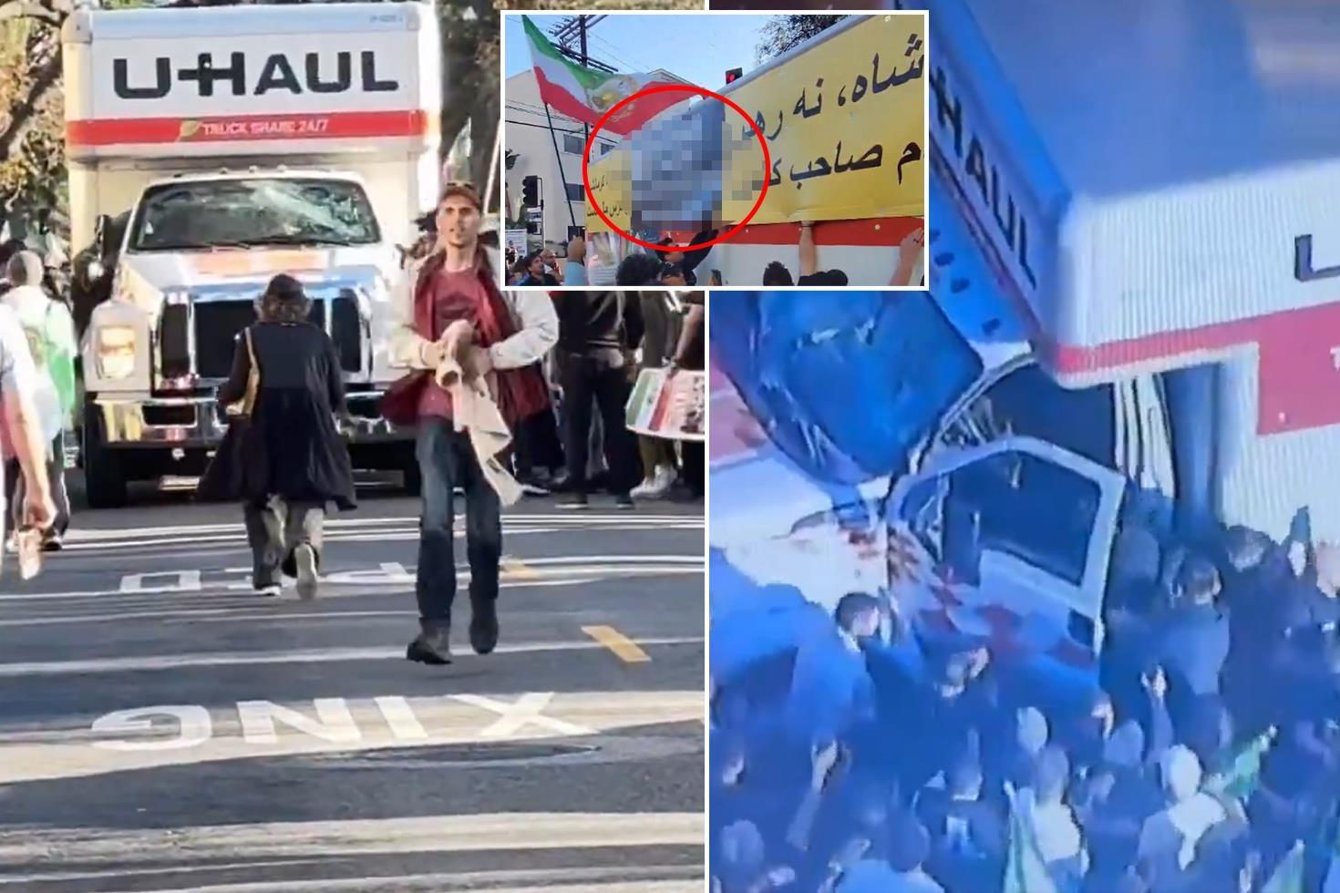 Görüntü İran'dan değil! Yüzlerce protestocunun arasına kamyonla daldı