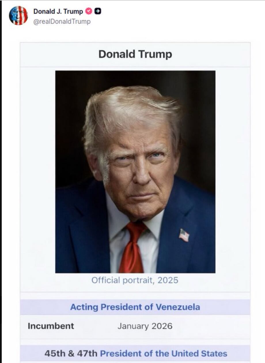 Donald Trump desata memes y críticas tras compartir foto proclamándose ...