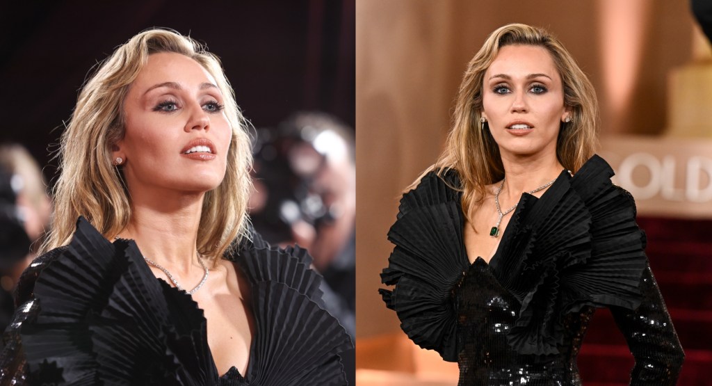 Miley Cyrus heightens the drama in Saint Laurent on the Golden Globes ...