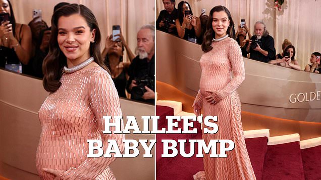 Hailee Steinfeld flaunts her baby bump at 2026 Golden Globes