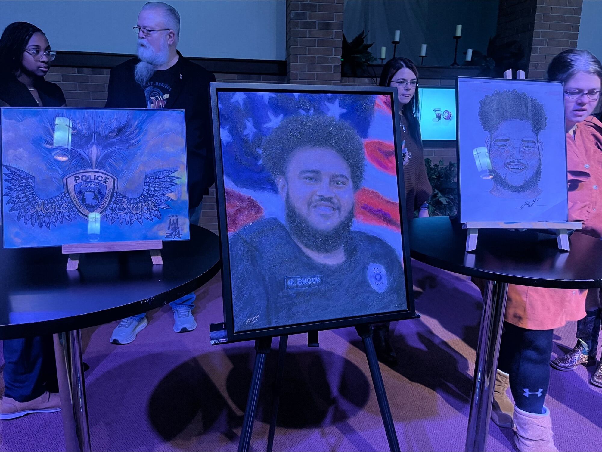 Memorial artists honor fallen officer Marc Brock with tribute paintings