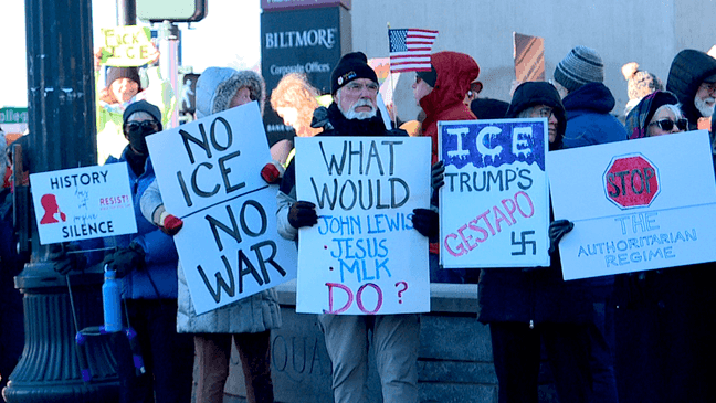 'It's sickening': Asheville groups protest denouncing ICE and urging ...