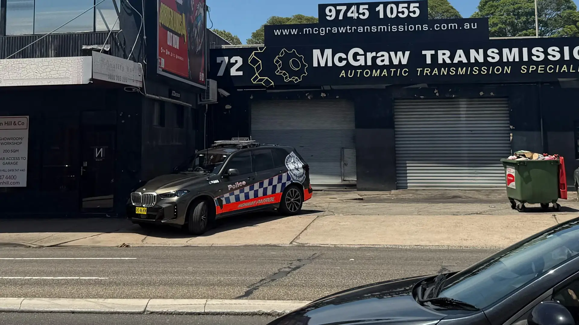 Highway patrol caught blocking footpath and driveway
