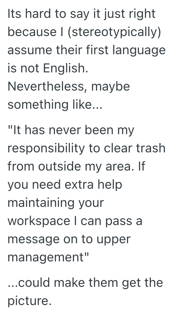 Housekeeping supervisor leaves note for an employee about plastic wrap ...