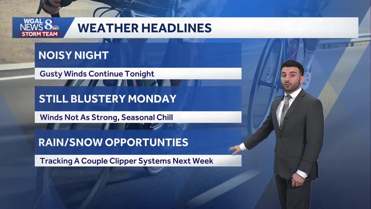 Gusty & chilly tonight; watching for more rain/snow chances midweek