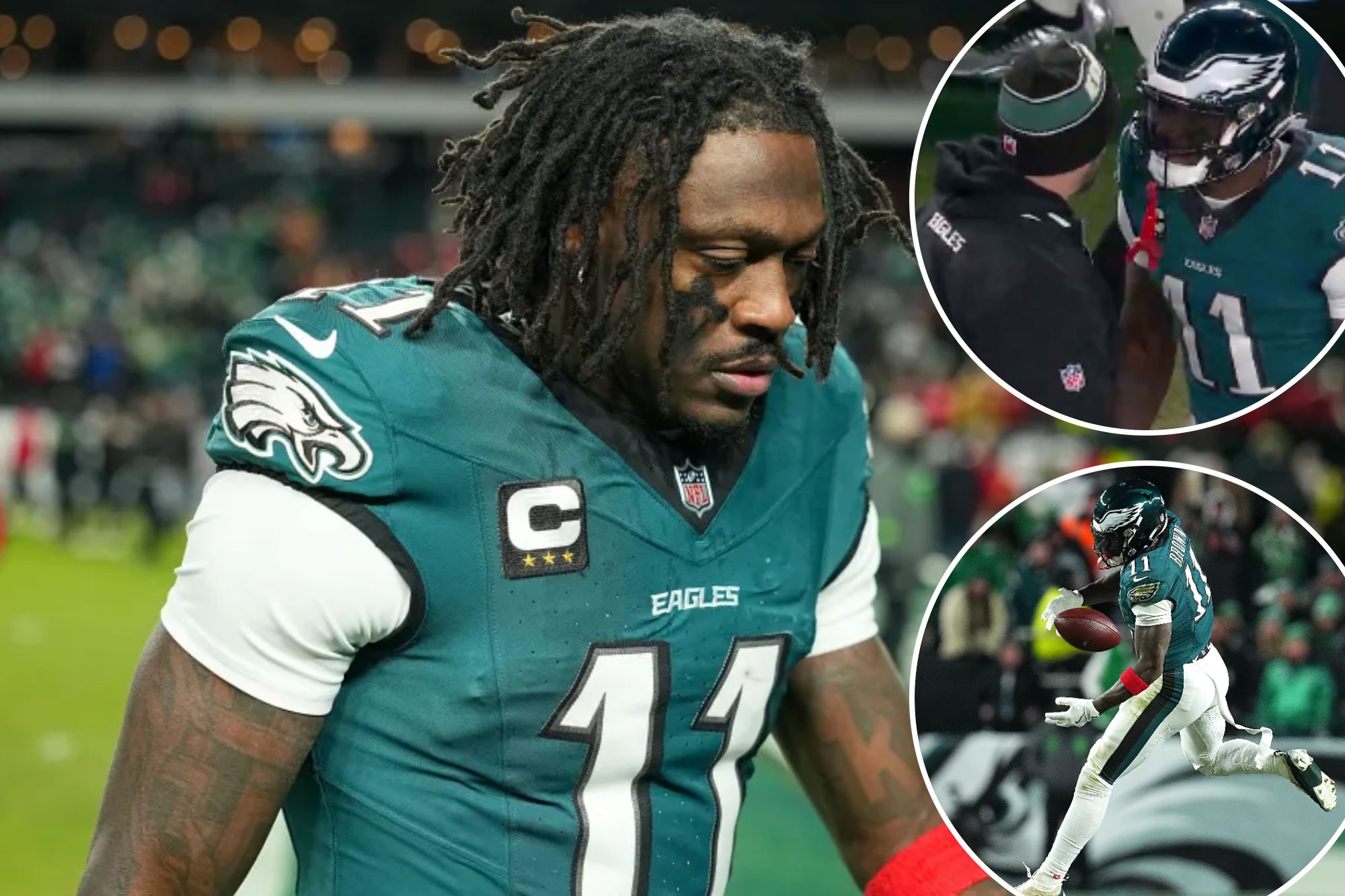 AJ Brown ducks media after sideline blowup, awful performance in ...