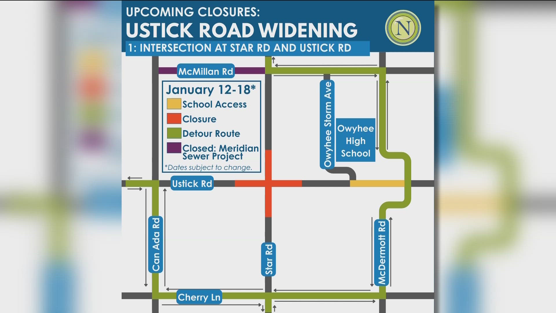 Ustick Road in Nampa widening project comes with closures starting Monday