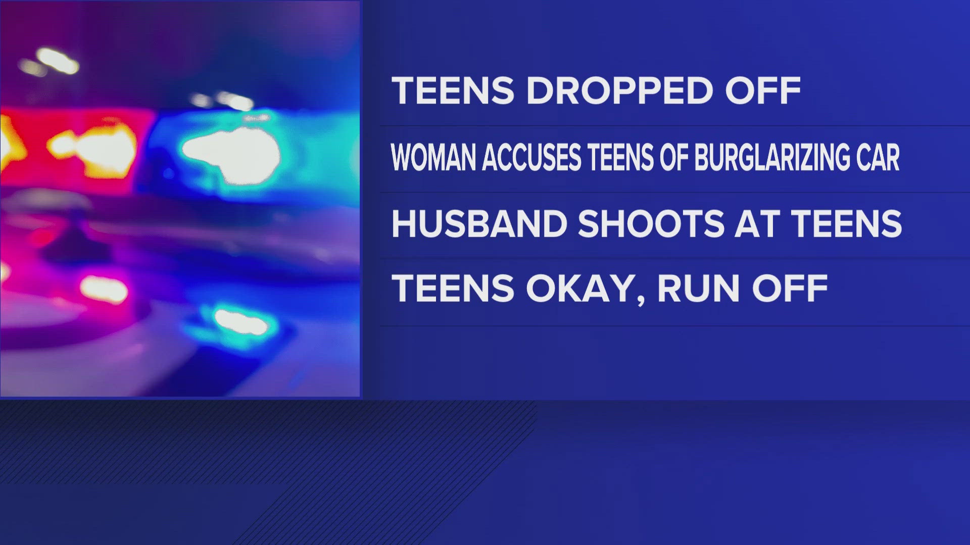 Police say someone shot at 3 teens accused of burglarizing somebody's car