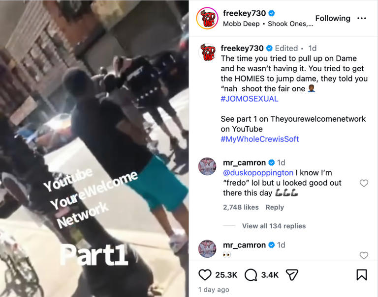 Freekey Zekey drops old video of Jim Jones attempting to 'jump' Dame Dash