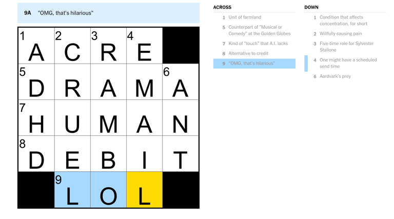 NYT mini crossword hints, clues and answers for Monday, January 12, 2026