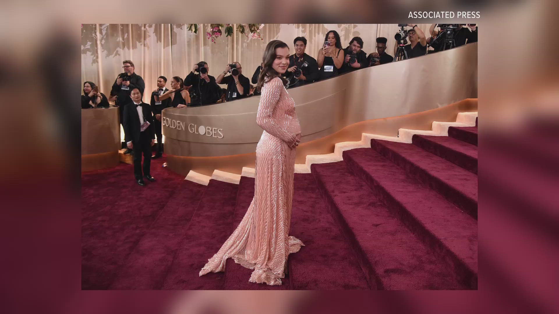Hailee Steinfeld walks the red carpet at the Golden Globe Awards