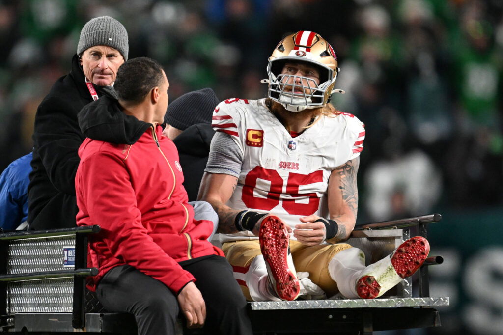 George Kittle carted off mid game after 49ers star suffers horrific injury
