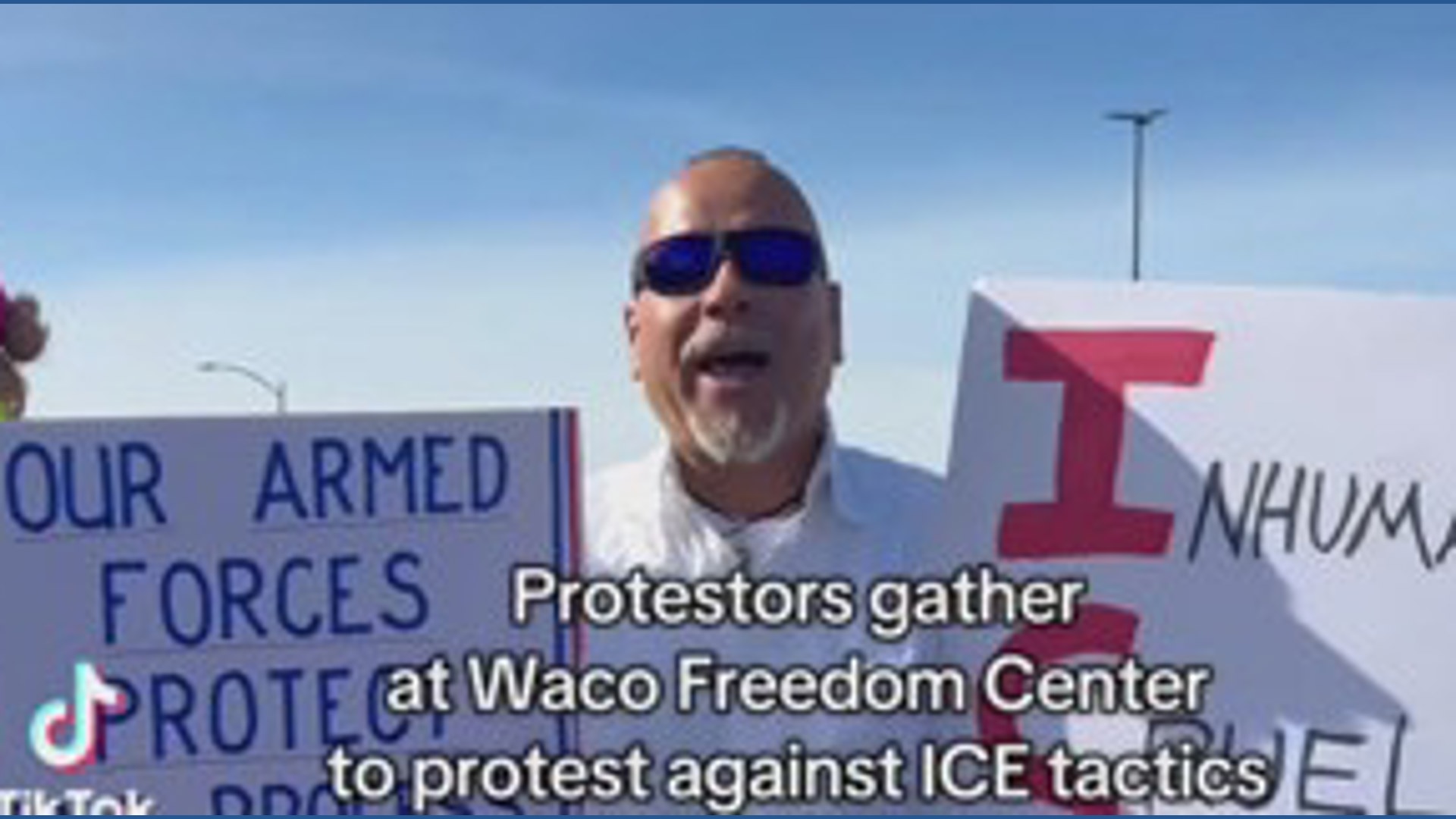 Anti ICE protestors gather at the Waco Freedom Center in McLennan County