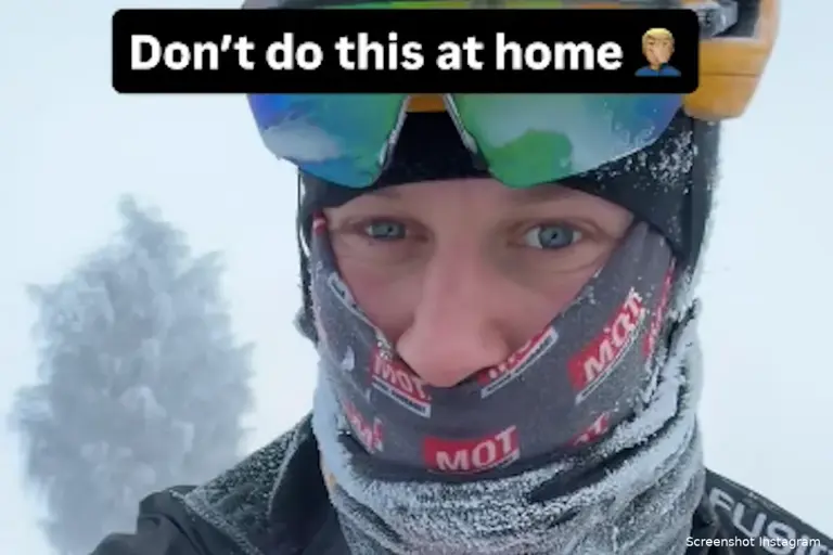 Hinder door de kou? Niet voor Jonas Abrahamsen, die trainingsrit in ...