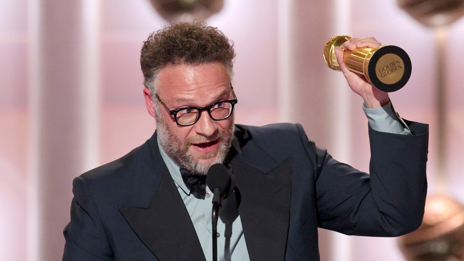 Seth Rogen celebrates his 'weird' 2026 Golden Globes win for 'The Studio'