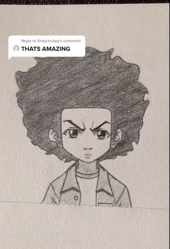 Huey Freeman drawing and Boondocks art illustration
