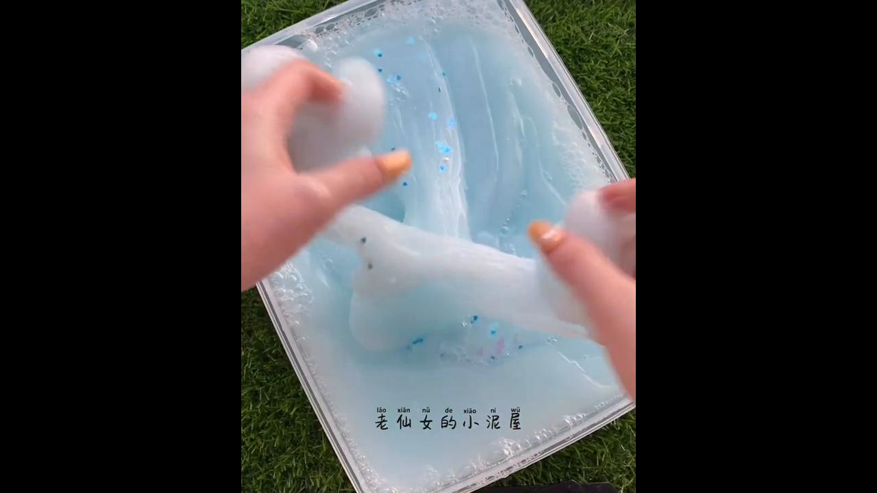 Clear soft glossy slime with beads ASMR