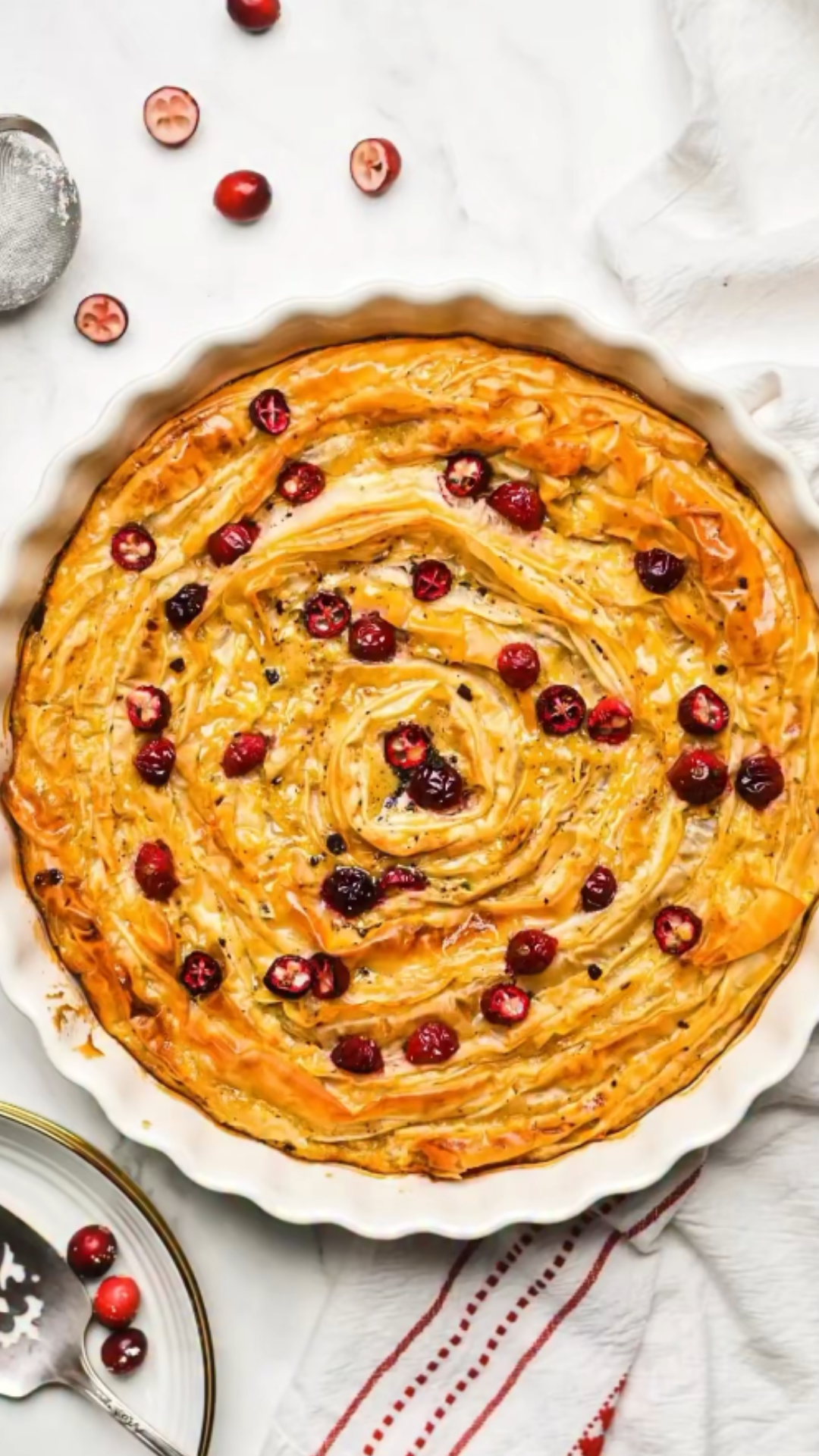 Eggnog ruffled cranberry pie that steals the show