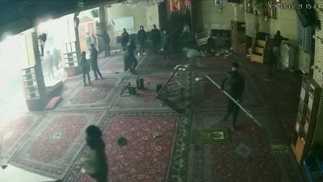CCTV footage shows interior of Abuzar Mosque in Tehran being vandalised