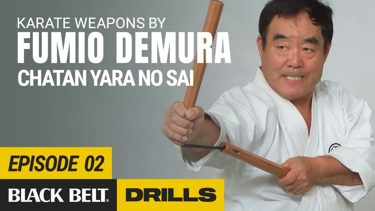 Fumio Demura karate weapon drills - Chatan Yara no sai