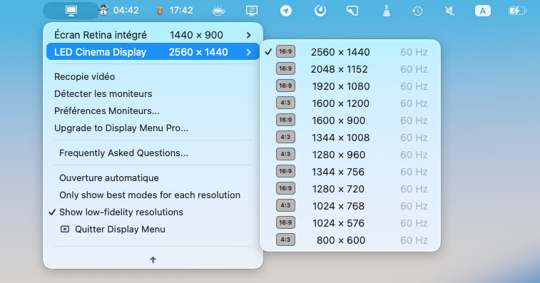 Display Menu permet d’accéder en un clic à toutes les définitions de macOS
