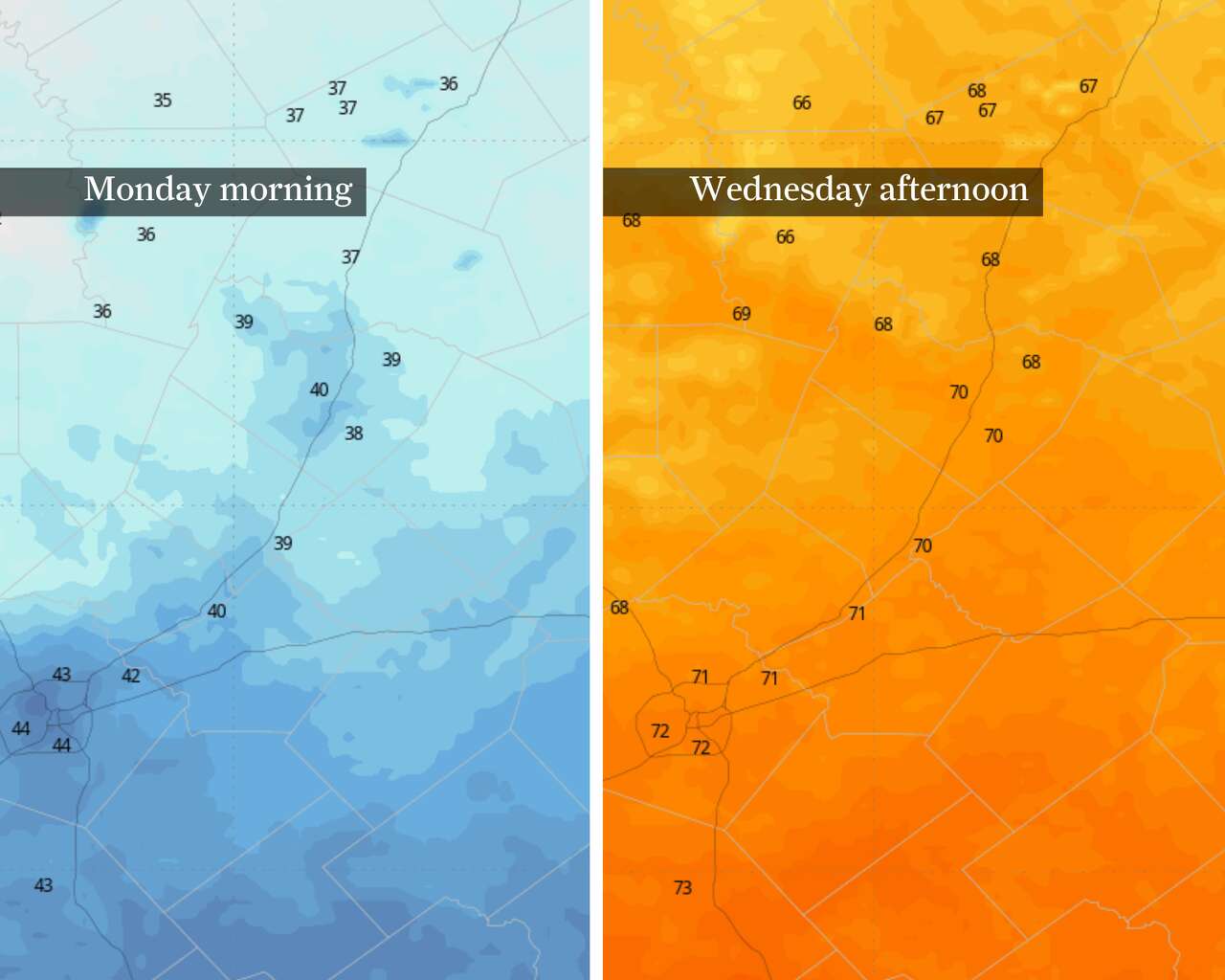 Austin weather turns wintry, then warm, before another cold snap