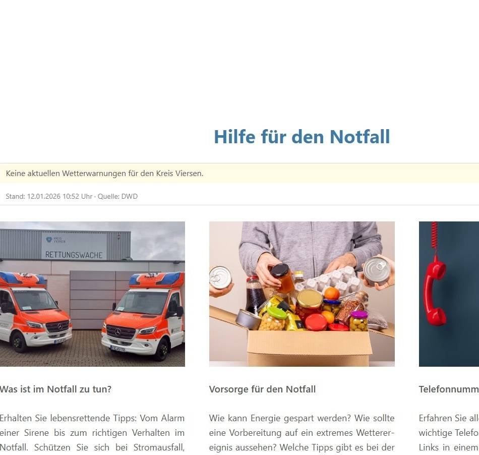 Kreis Viersen erstellt Internetseite für Notfälle