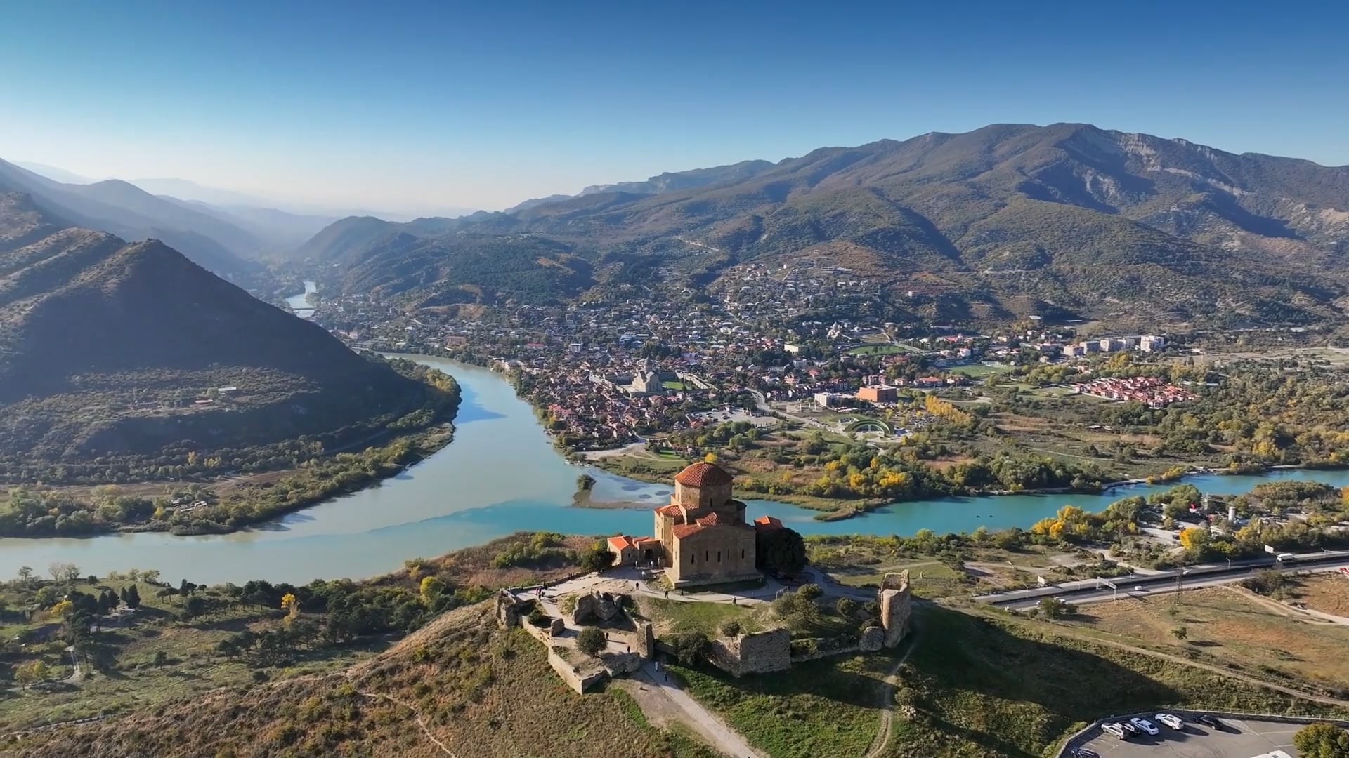 Drone views of Tbilisi: Narikala Fortress to Bridge of Peace - Worldwide