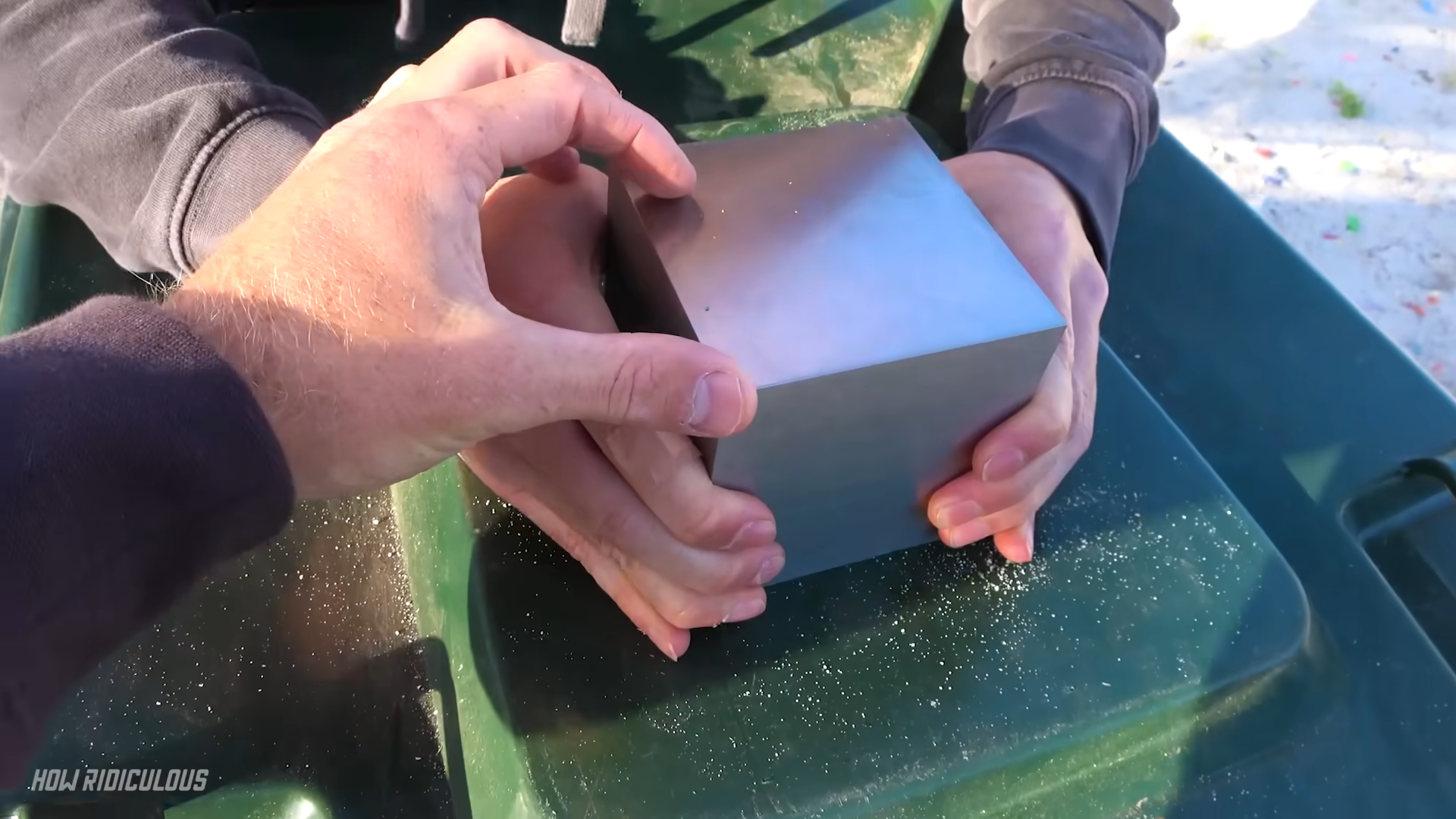 Dropping the world’s heaviest 4-inch cube onto concrete from 45 meters