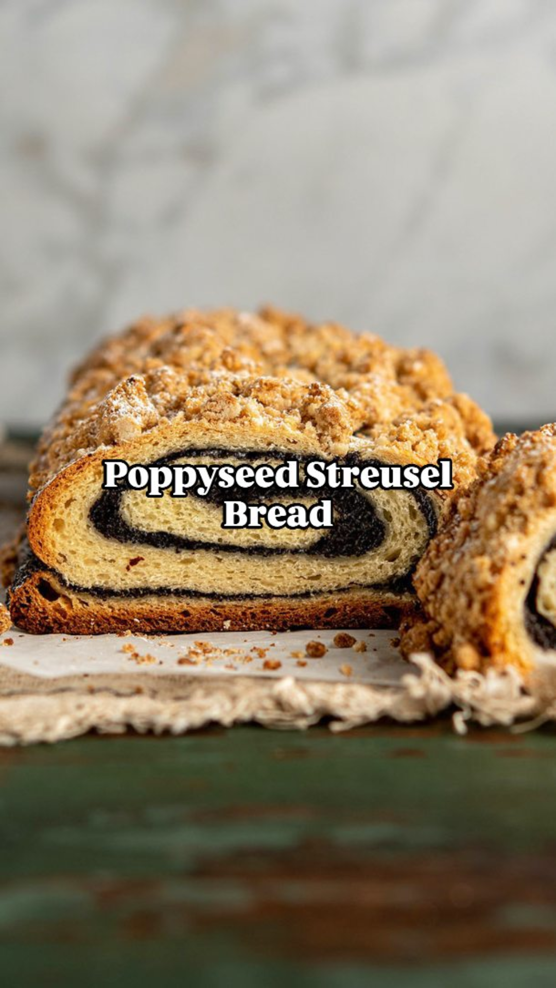 German poppy seed streusel bread swirled and irresistible