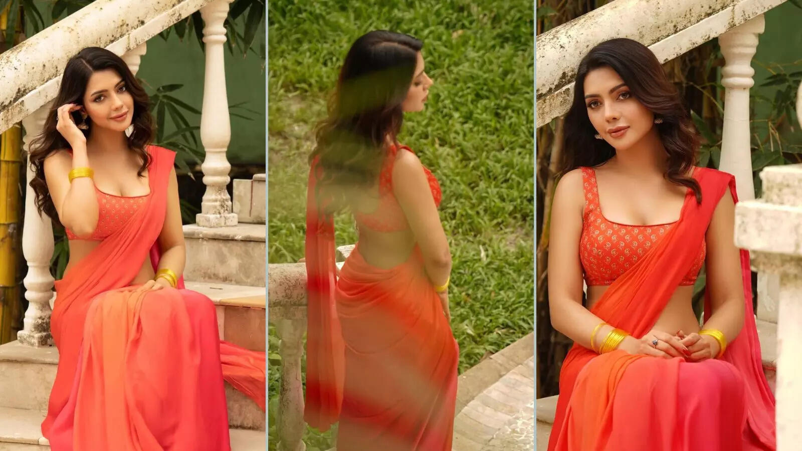 Ruhi Singh stuns in red saree, celebrating timeless elegance