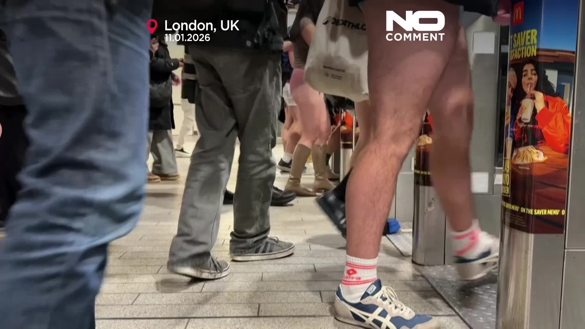 Londoners ditch trousers for laughs during the 2026 No Trousers Tube Ride
