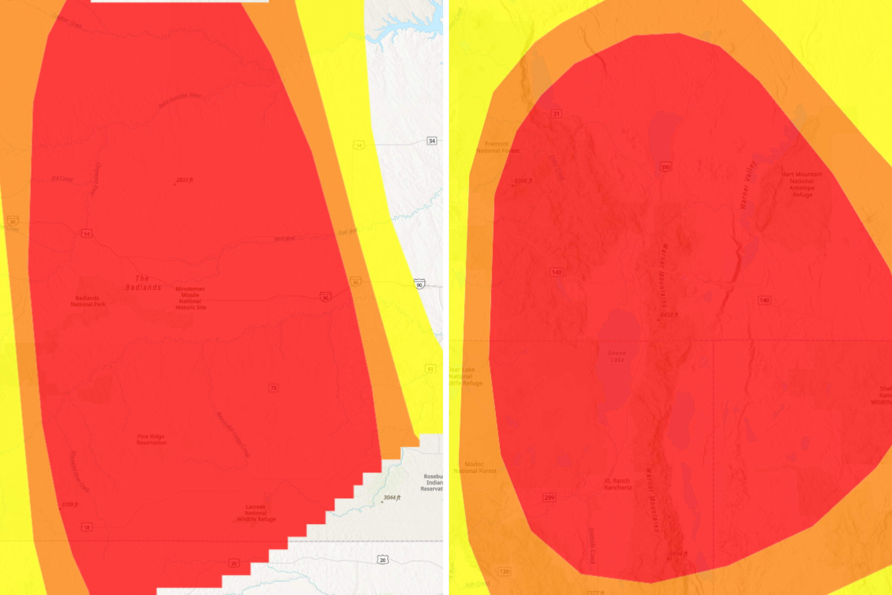 People urged to stay inside across California, Nevada, Oregon, South Dakota