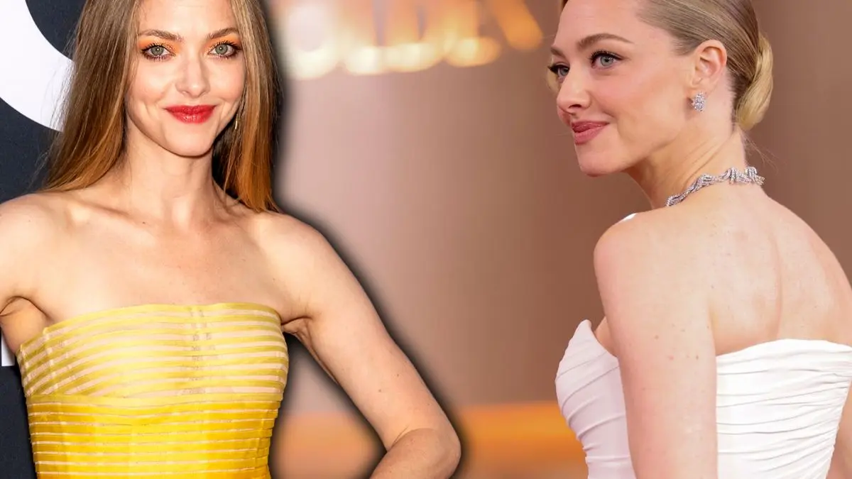 Amanda Seyfried turns up the heat in a barely-there strapless white gown