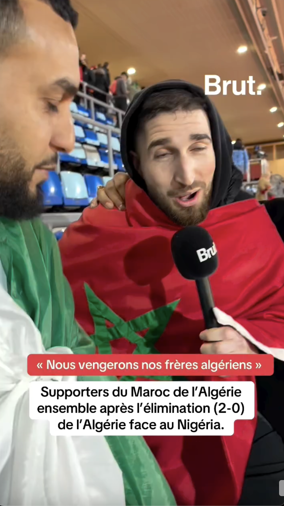 Supporters du Maroc de l’Algérie ensemble après l’élimination ...