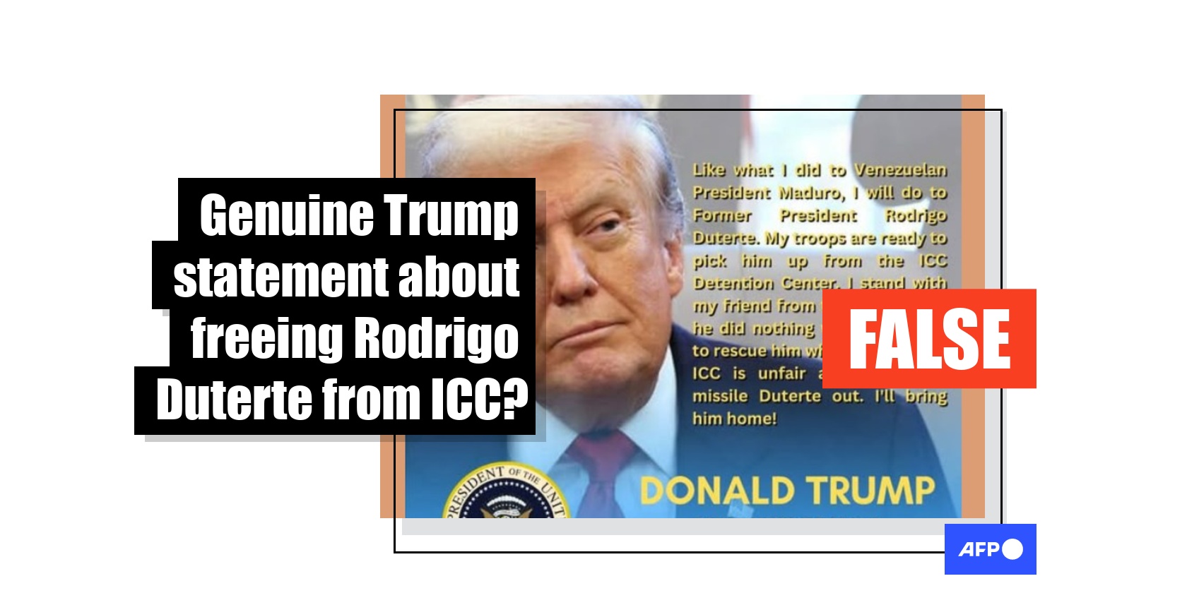 Fabricated Trump quote on detained Philippine ex-leader misleads online