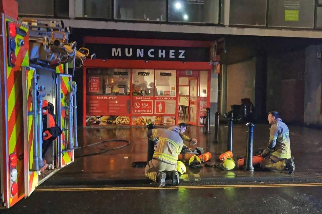 Fire crews tackle blaze at Doncaster city centre takeaway shop