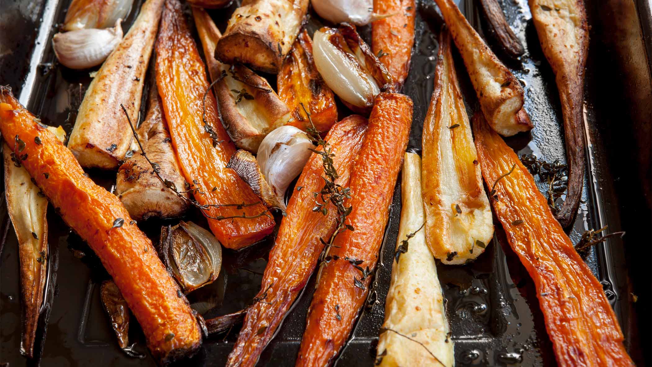 Slow-roasted winter vegetables