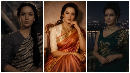 AI imagines Jennifer Lawrence, Angelina Jolie and more celebs in Indian ...