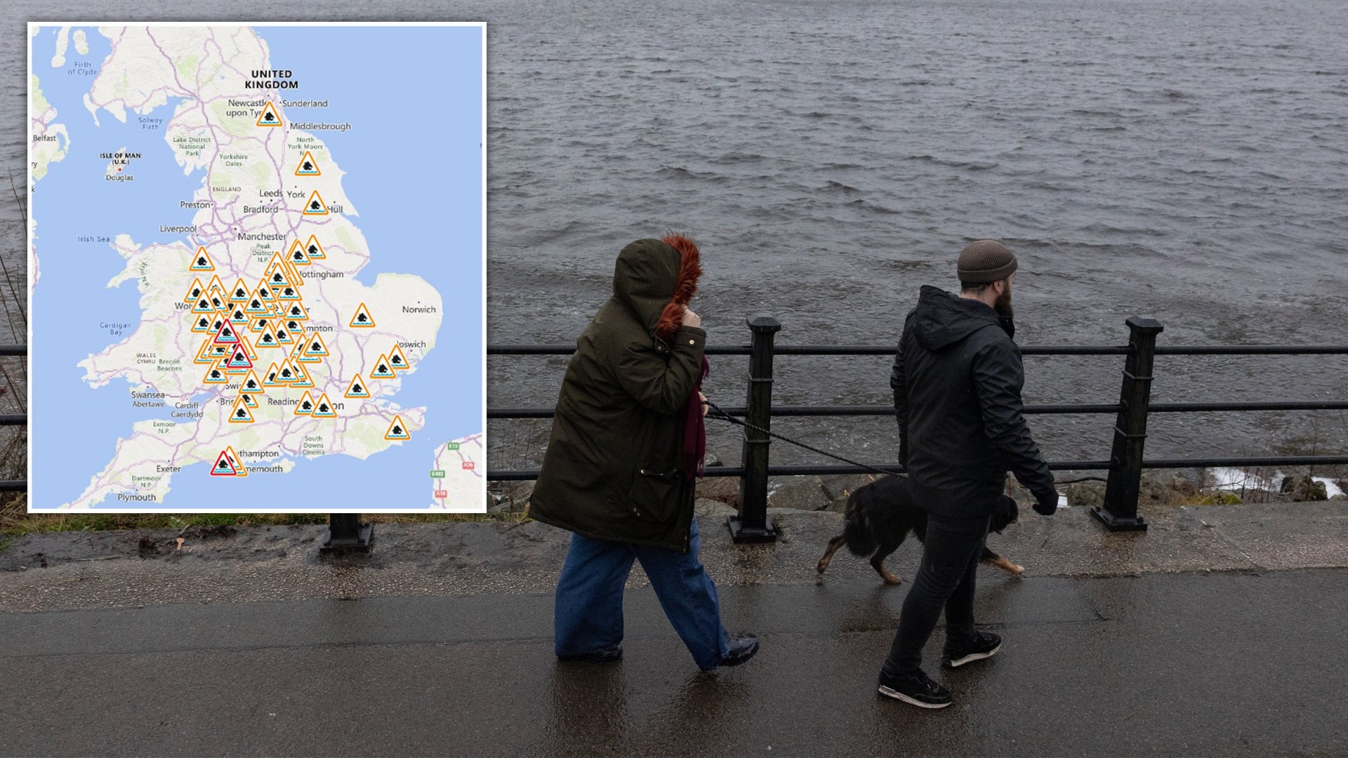 Map shows where flood warnings remain in place