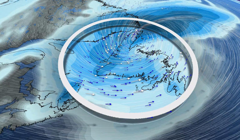 Intensifying storm threatens damaging 100+ km/h winds over Newfoundland