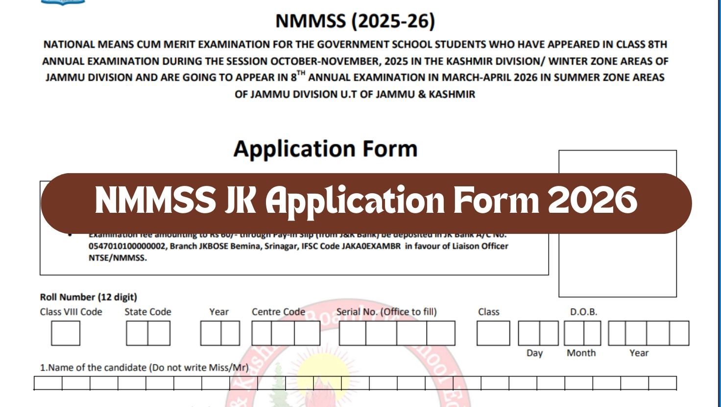 NMMS JK application form 2025-26 last date: Download application form ...