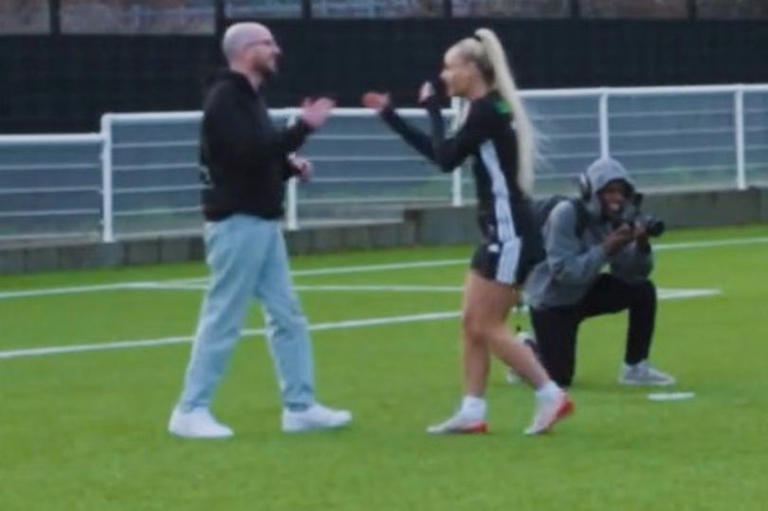 Glam footballer Alisha Lehmann smashes cameraman with wayward shot as ...
