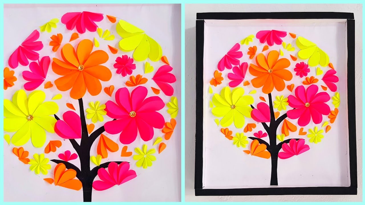 DIY colorful tree wall hanging for home decor