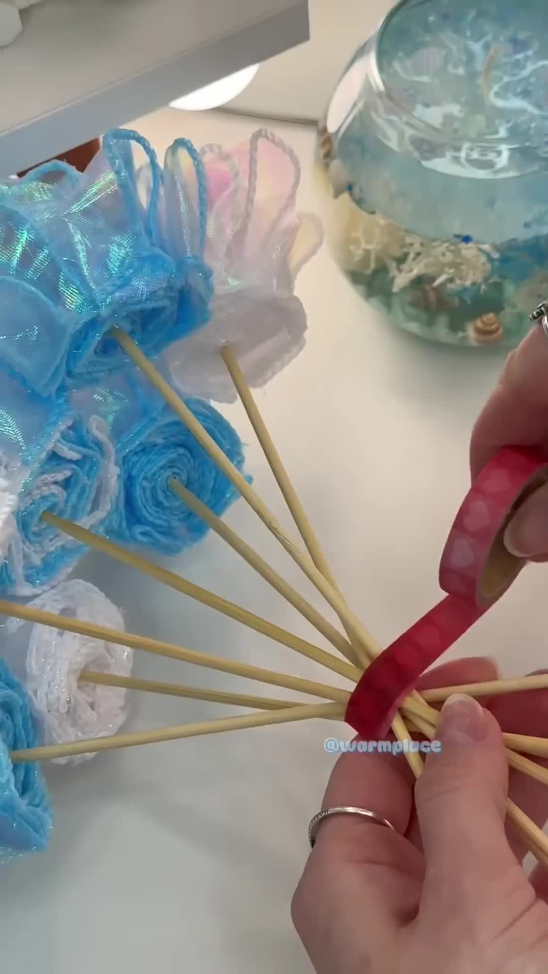 DIY Ribbon Rose Bouquet 💙 Rose tutorial whatch in previous video #diy # ...