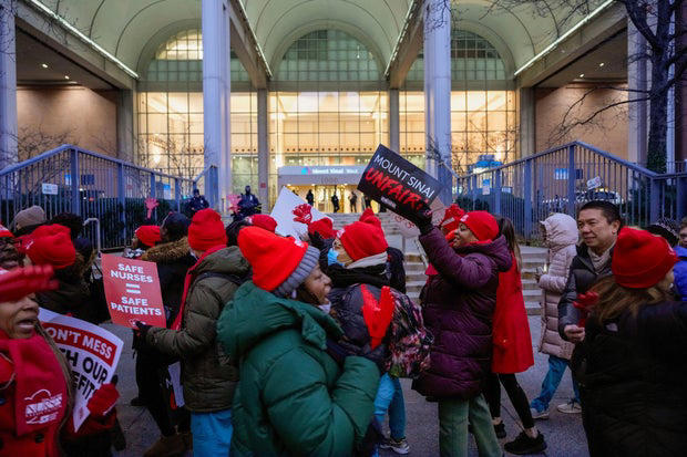 Nurses strike begins in New York City as thousands walk off jobs at ...