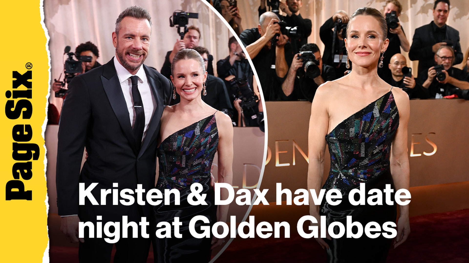Kristen Bell and Dax Shepard have date night at 2026 Golden Globes