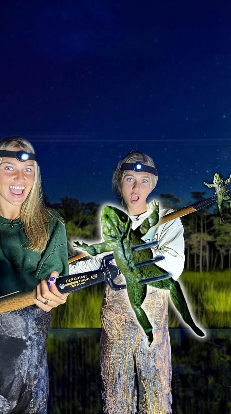 Twins take on a risky spear-hunting challenge